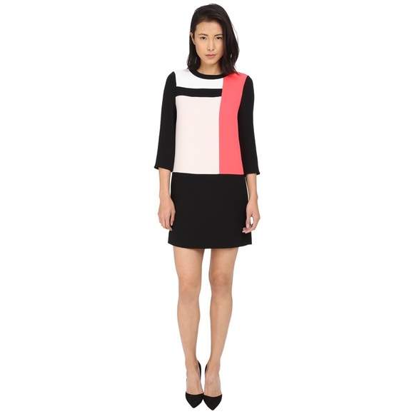 kate spade | Dresses | Kate Spade Colorblock Shift Dress Black Pink 6 ...
